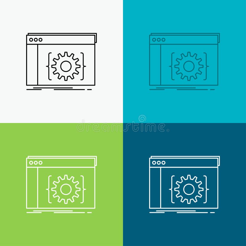 Api App Coding Developer Software Icon Over Various Background Line Style Design Designed