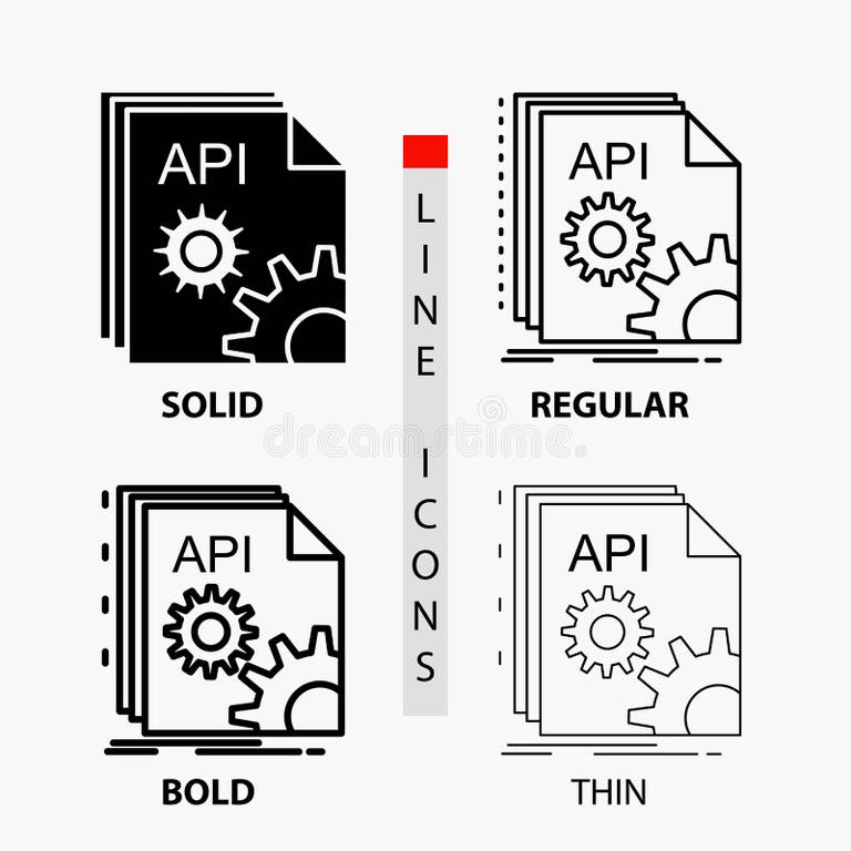 Api, App, Coding, Developer, Software Icon in Thin, Regular, Bold Line and Glyph Style. Vector ...