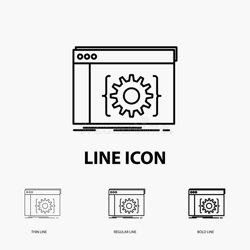 Api App Coding Developer Software Icon In Thin Regular And Bold Line Style Vector