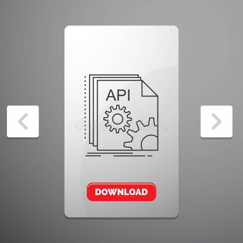 Api App Coding Developer Software Line Icon In Carousal Pagination