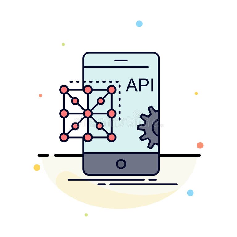 Api, Application, Coding, Development, Mobile Flat Color Icon Vector Stock Vector - Illustration ...