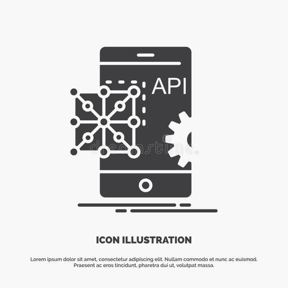 Api Application Coding Development Mobile Icon Glyph Vector Gray Symbol For Ui And Ux