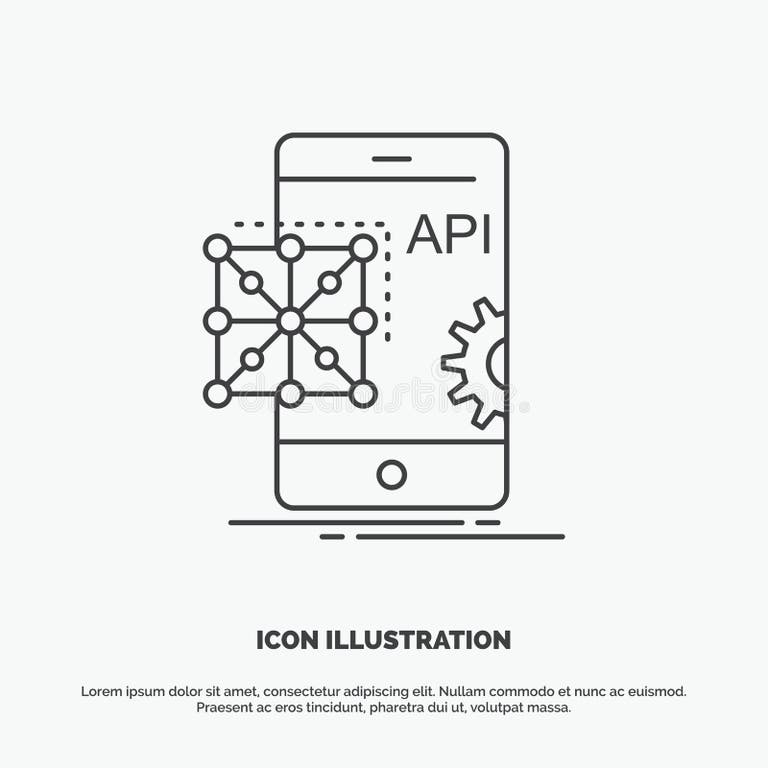 Api, Application, Coding, Development, Mobile Icon. Line Vector Gray Symbol for UI and UX ...