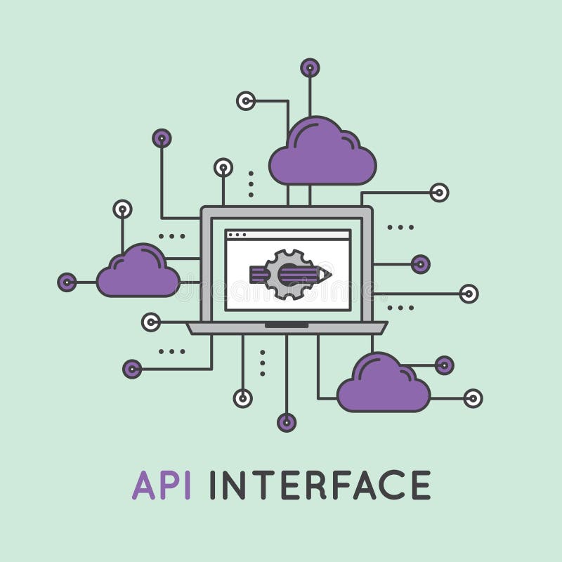 API Application Programming Interface Com Portátil Ilustração Stock ...