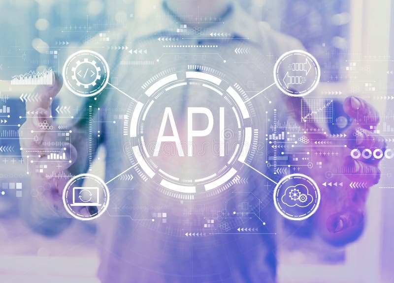 API - Application Programming Interface Concept with Person Working ...