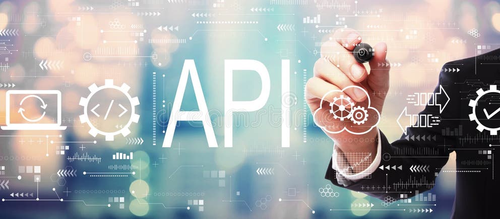 API - Application Programming Interface Concept with Businessman Stock ...