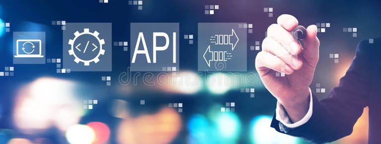 API - Application Programming Interface Concept with Businessman Stock Photo - Image of digital ...