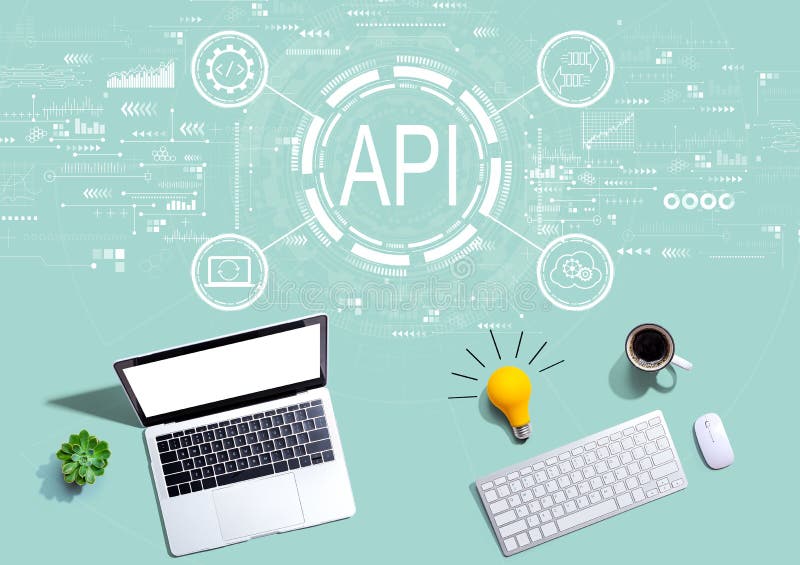 API - Application Programming Interface Concept with Computers with a ...
