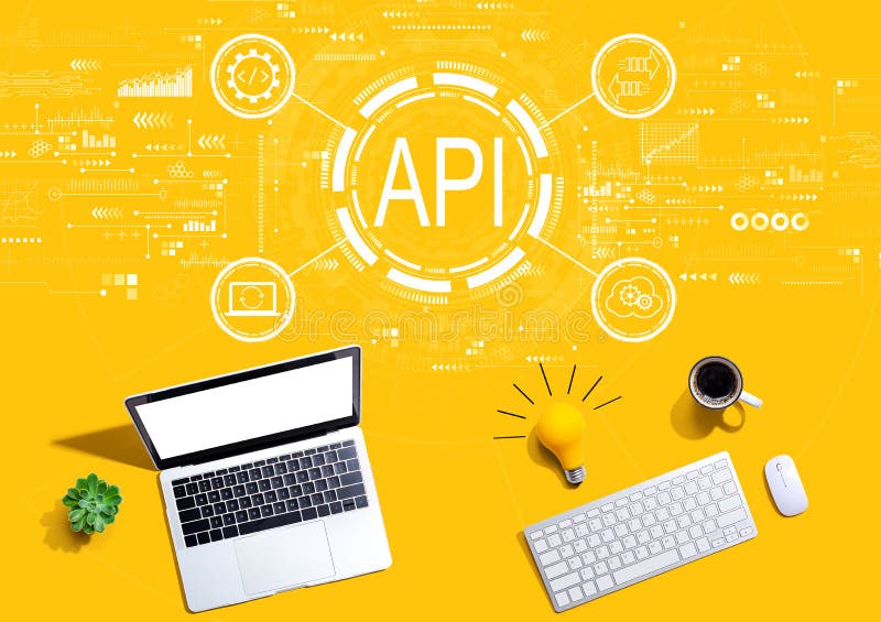 API - Application Programming Interface Concept with Computers with a ...