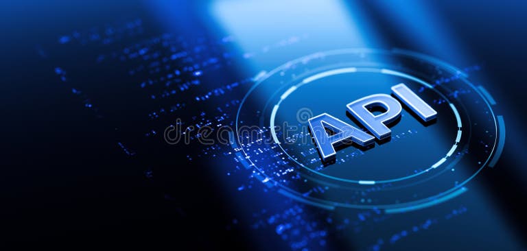 API - Application Programming Interface Concept. Digital Communication and Software Development ...