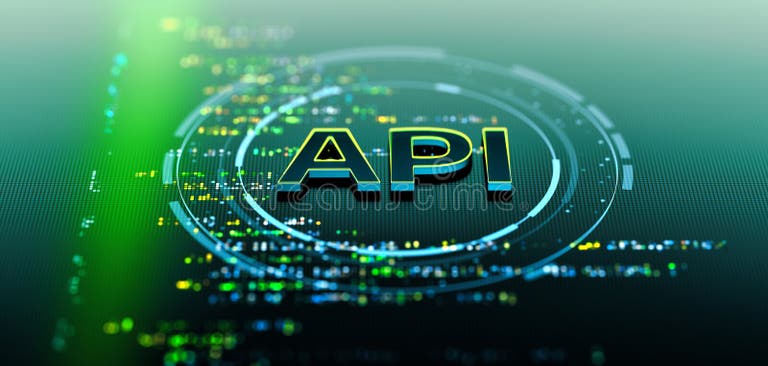 API - Application Programming Interface Concept. Digital Communication and Software Development ...