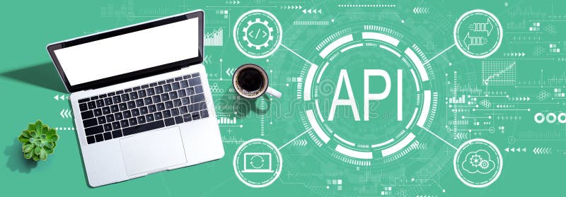 Api Application Programming Interface Concept With A Laptop Computer Stock Illustration