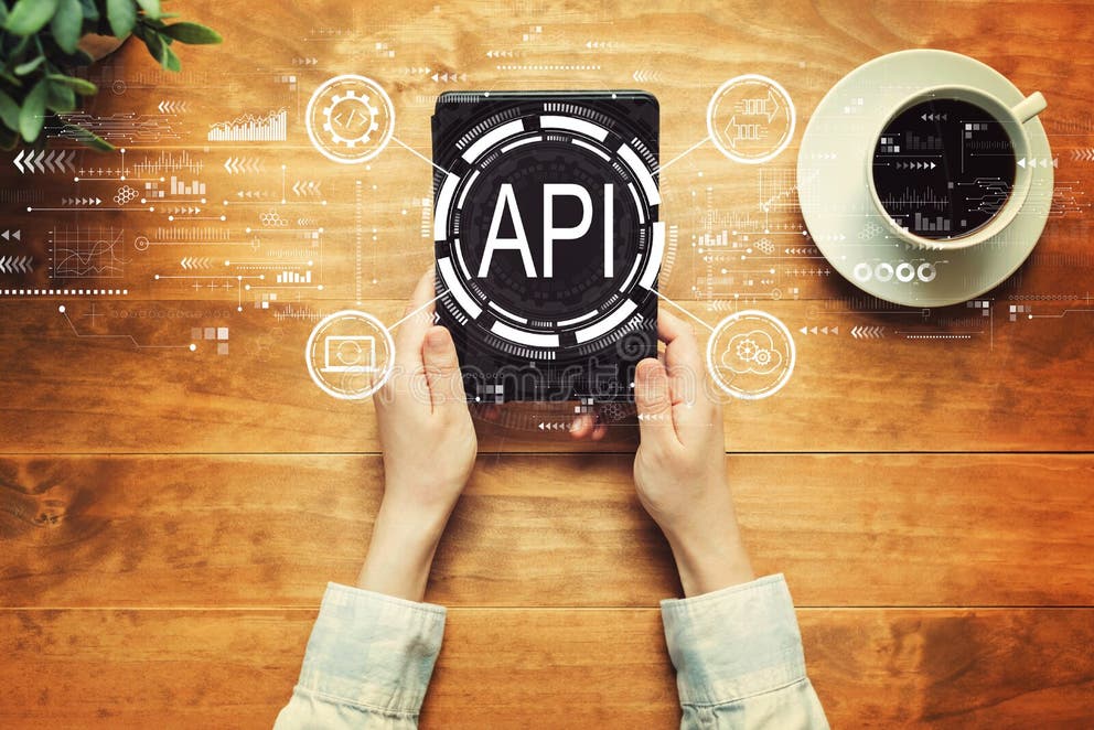 API - Application Programming Interface Concept with a Person Holding a ...
