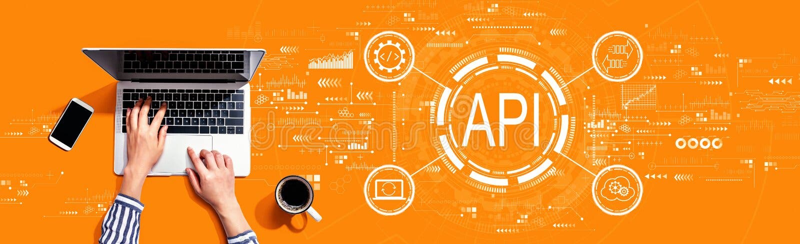 API - Application Programming Interface Concept with Person Using a ...