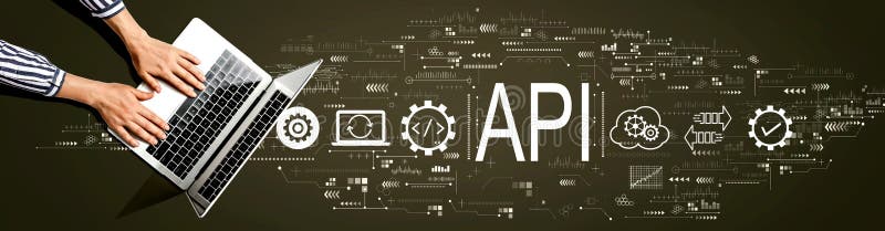 API - Application Programming Interface Concept with Person Working ...