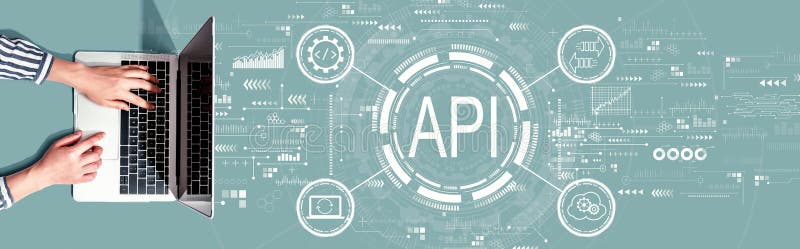 API - Application Programming Interface Concept with Person Using a Laptop Stock Image - Image ...