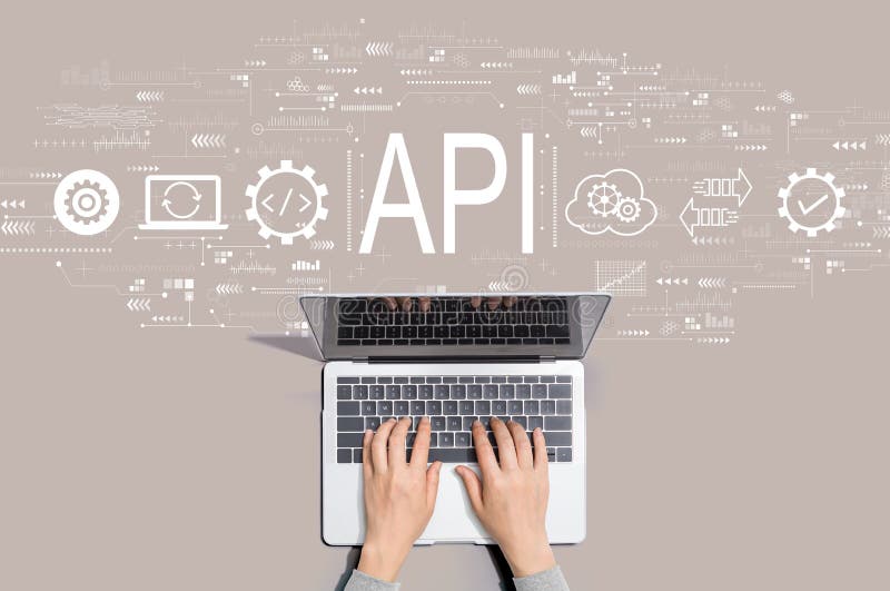 Api Application Programming Interface Concept With Person Using Laptop Stock Illustration