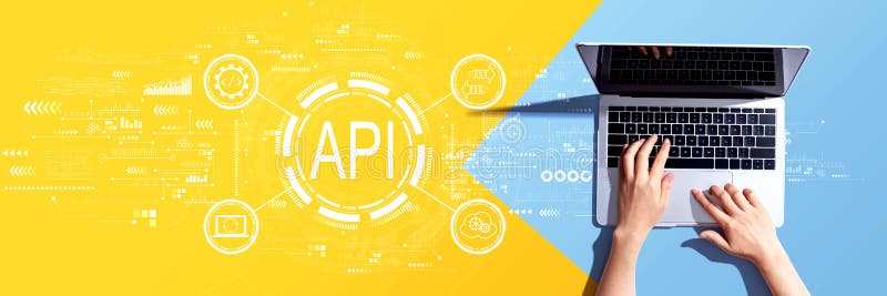 API - Application Programming Interface Concept with Person Using a Laptop Stock Photo - Image ...