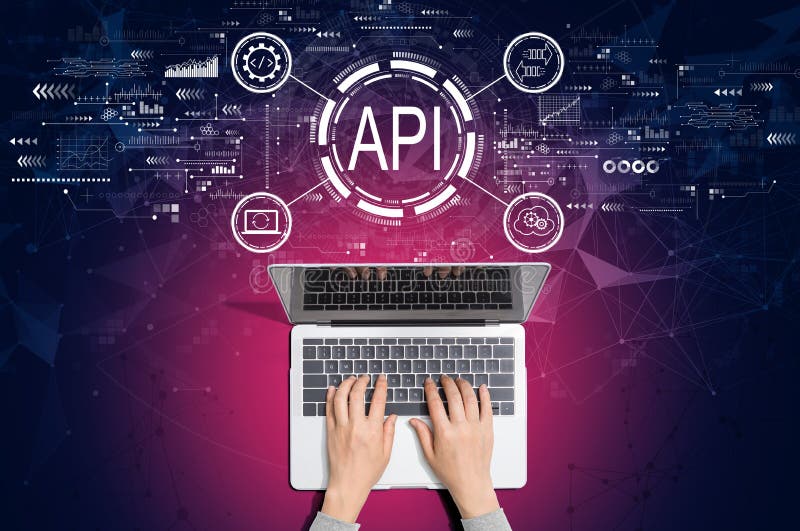API - Application Programming Interface Concept with Person Using Laptop Stock Image - Image of ...