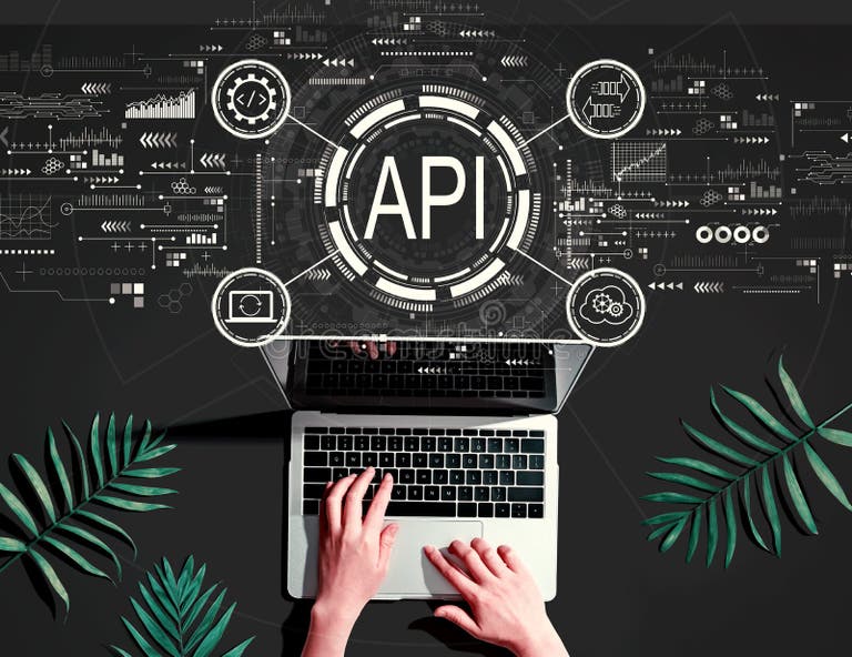 API - Application Programming Interface Concept with Person Using a Laptop Stock Image - Image ...