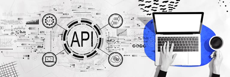 API - Application Programming Interface Concept with Person Using a Laptop Stock Photo - Image ...