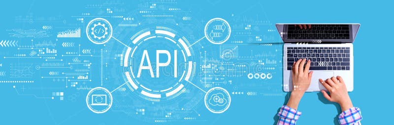 API - Application Programming Interface Concept with Person Using a Laptop Stock Image - Image ...