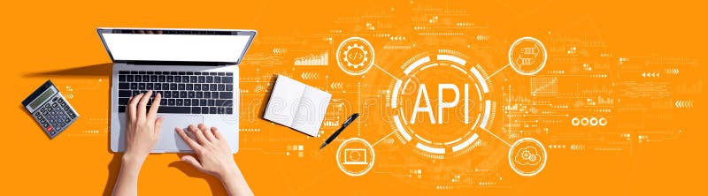 API - Application Programming Interface Concept with Person Using a Laptop Stock Photo - Image ...