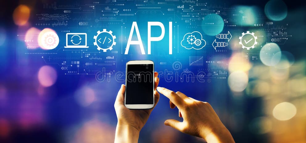 API - Application Programming Interface Concept with Person Using ...