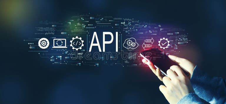 API - Application Programming Interface Concept with Person Using Smartphone Stock Image - Image ...