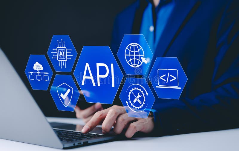 Api Application Programming Interface Concept A Programmer Types On A