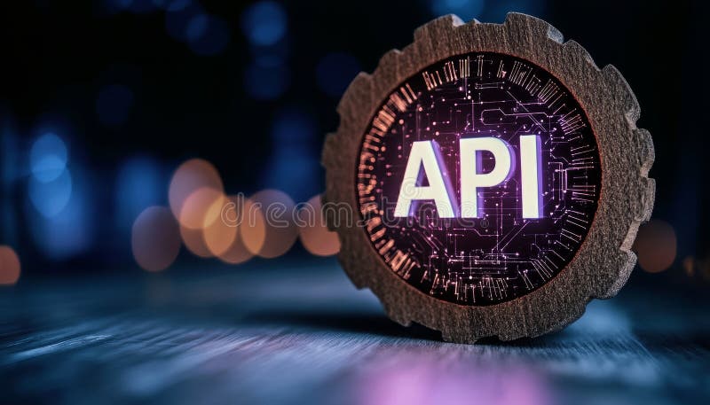 API, Application Programming Interface, Software Development Concept in Wooden Gearwheel Stock ...