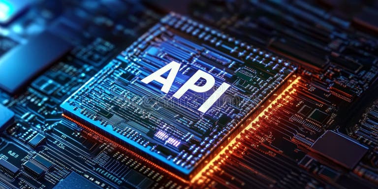 API, Application Programming Interface. Software Development Tool on Futuristic Microchip Stock ...