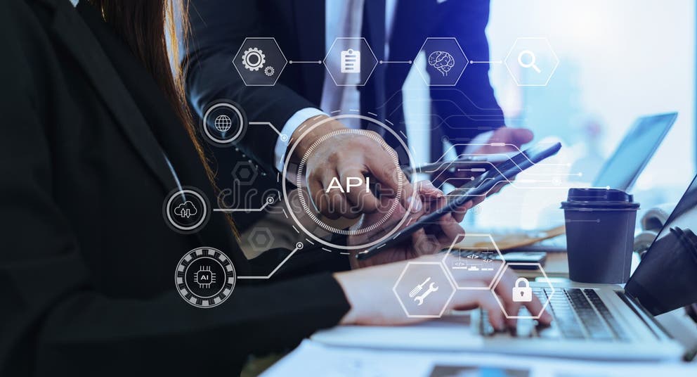 API - Application Programming Interface, Woman Using Laptop, Tablet and ...