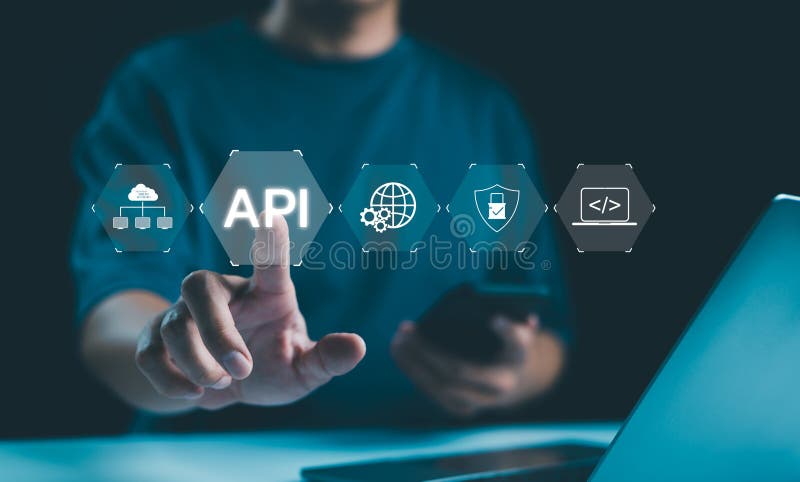 API Concept. Application Programming Interface, Person with API Related ...
