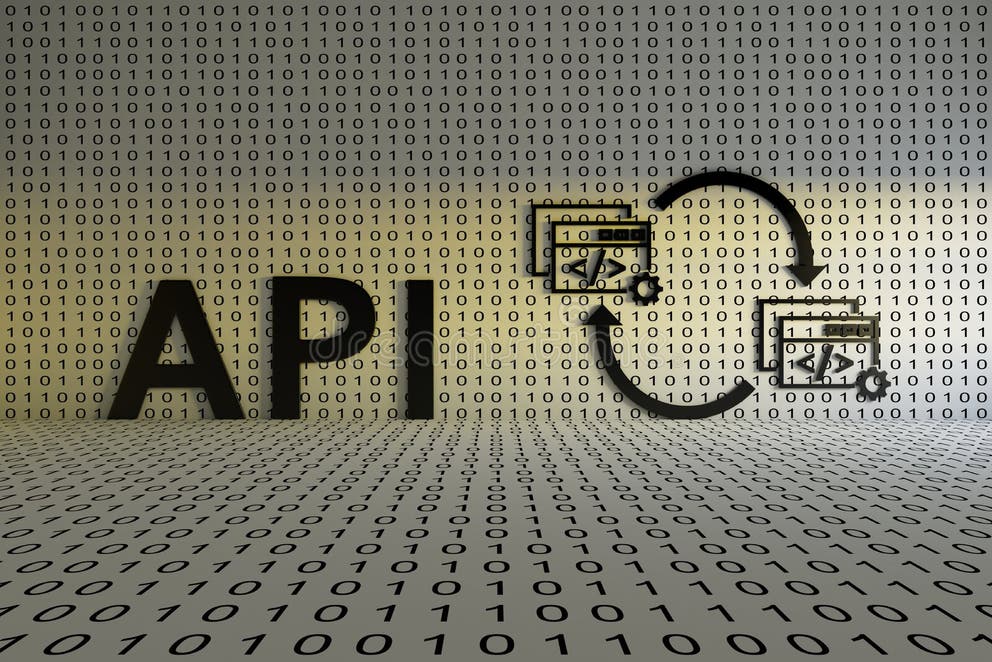 API Concept Text Sunlight 3D Stock Illustration - Illustration of tech ...