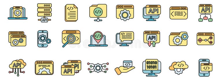 API Icons Set Vector Color Line Stock Illustration - Illustration of technology, computer: 318662159