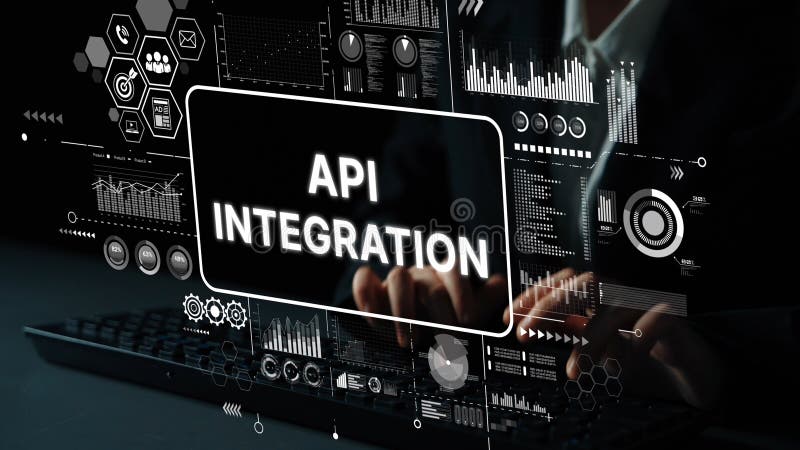 API Integration Concept with Data Analysis and Digital Interfaces for Modern Technology ...