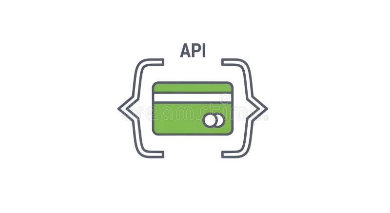 API Integration: Secure Online Payment Gateway, Green Credit Card Icon within Code Brackets ...