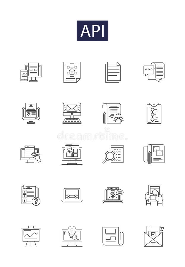 Api Line Vector Icons And Signs Application Programming Interface Web Services Integration