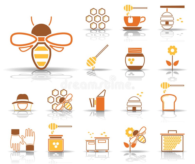 Api & Miele - Iconset - Icone Illustrazione Vettoriale - Illustrazione ...