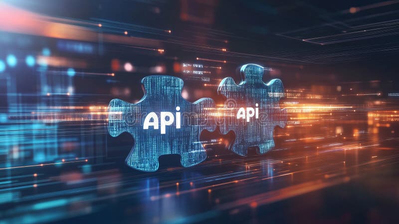 API Puzzle Pieces Connect. Symbolizes Integration, Solution, and Software Development in a ...