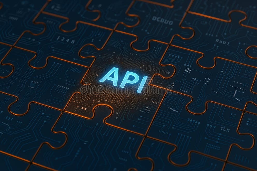 API Puzzle Pieces Forming a Connected Network for Software Development and Integration Stock ...