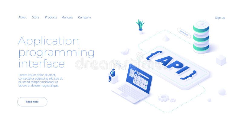 Api Technology Concept in Isometric Vector Design. Application ... Api Technology Concept in Isometric Vector Design. Application ...