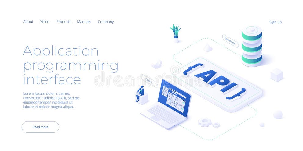 Api Technology Concept in Isometric Vector Design. Application ...