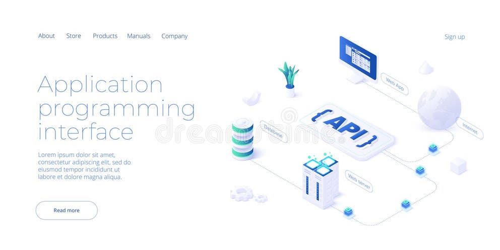 Api Technology Concept in Isometric Vector Design. Application ...
