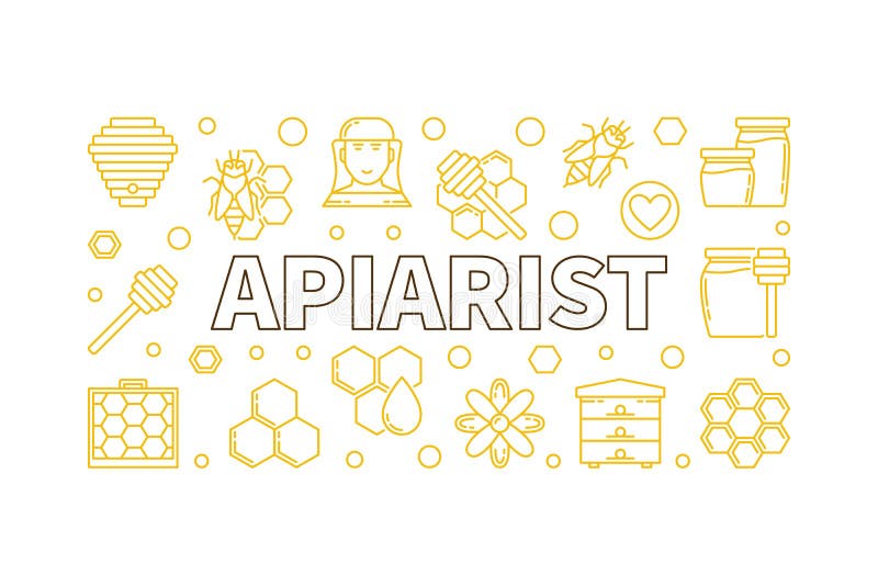 Apiarist Vector Colored Horizontal Illustrations in Line Style Stock ...