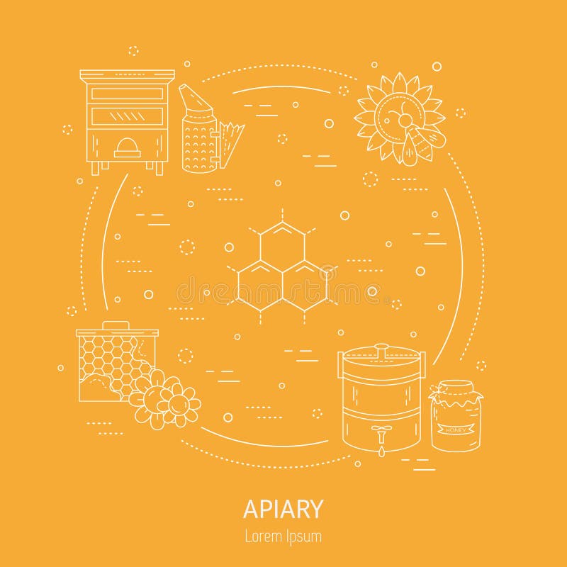 Apiary line icons set stock vector. Illustration of icon - 85640784