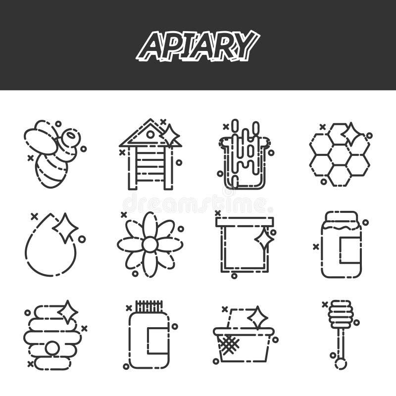 Apiary icons set. stock vector. Illustration of glove - 90502599