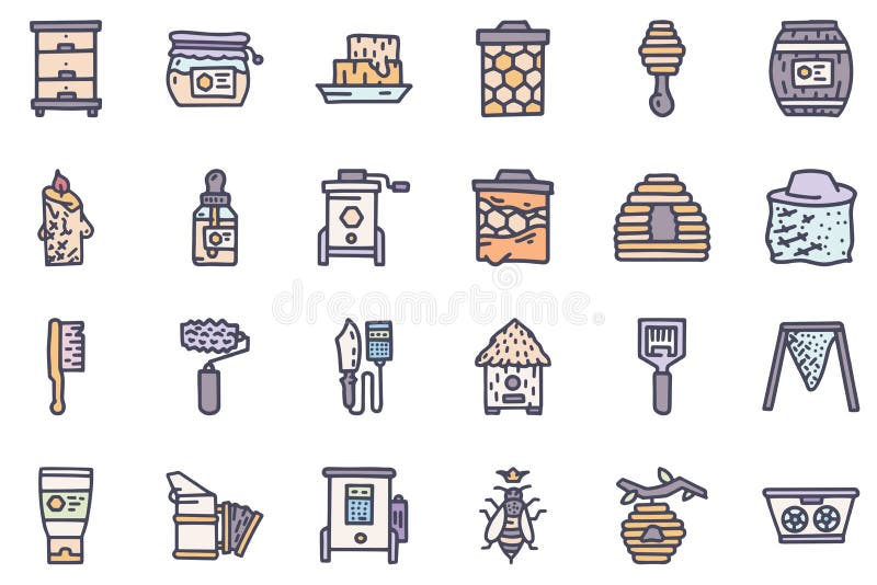 Apiculture Color Vector Doodle Simple Icon Set Stock Vector ...