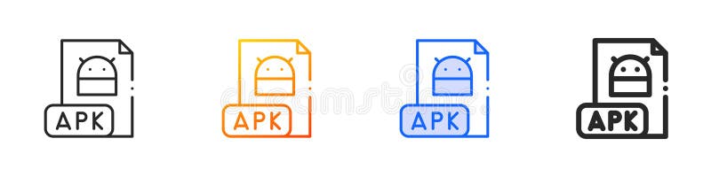 Apk Icon.Thin Linear, Gradient, Blue Stroke and Bold Style Design ...
